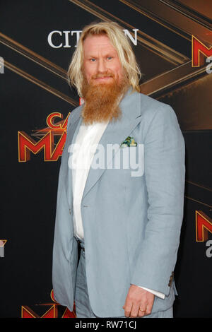 Rune Temte at the world premiere of "Captain Marvel" held at the El ...