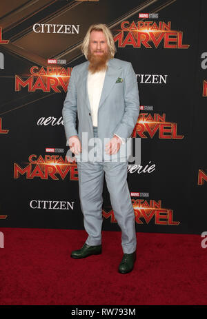 Rune Temte at the world premiere of "Captain Marvel" held at the El ...