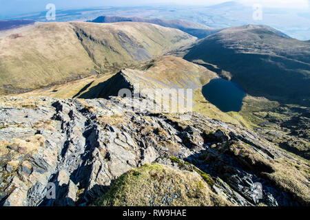 Blencathra, looking down Sharp Edge towards Scales. Near Penrith, Lake ...
