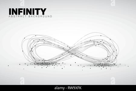 Futuristic infinity space background, points distributed in volume grid ...