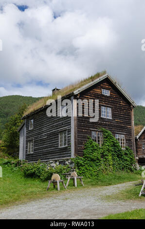 Typical log house in the Sogn folk museum Stock Photo - Alamy