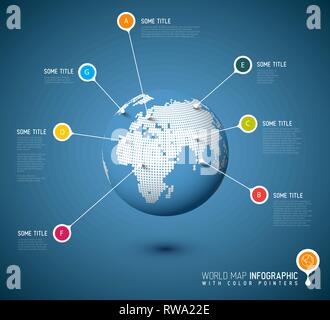 Earth map with location point marks vector flat illustration. World wide shipping, delivery ...