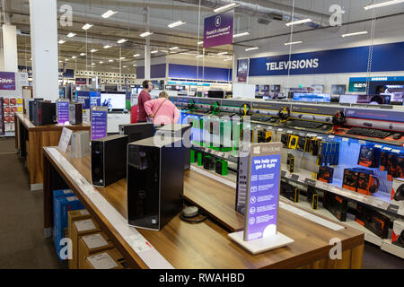 Currys PC world store, interior, selling kitchenware and kettles ...