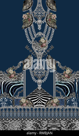 Golden baroque seamless border. Classic pattern with abstract leaves ...