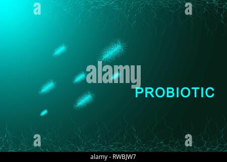 Probiotics flow. Concept design template with probiotic bacteria ...