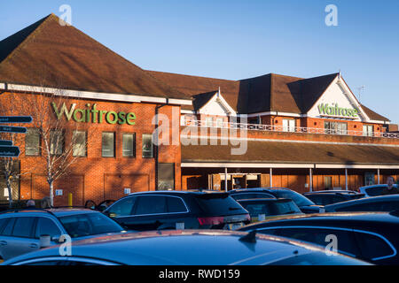 Waitrose supermarket logo on shopfront in Henley-on-Thames, Oxfordshire ...