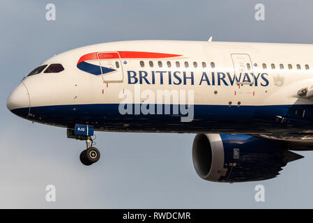 British Airways 787 Dreamliner with nose cone removed for maintenance ...