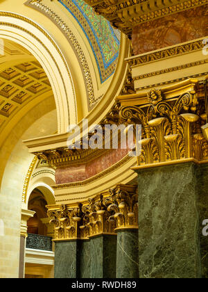 Mosaic of "Government." Interior view of the Wisconsin State Capitol ...