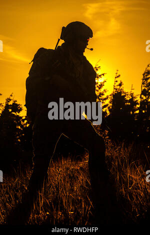 Silhouette of a United States Army ranger in the mountains Stock Photo ...