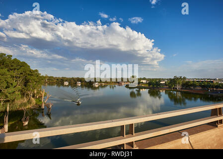 High angle of George Chaffey Bridge, which crosses the Murray River ...