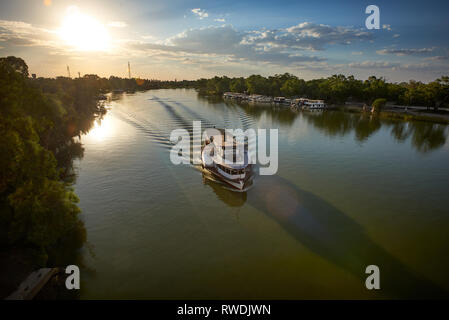 High angle of George Chaffey Bridge, which crosses the Murray River ...