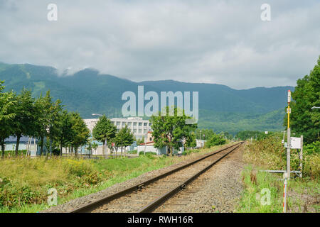 Rural landscape with railroad at Hokkaido, Japan Stock Photo - Alamy