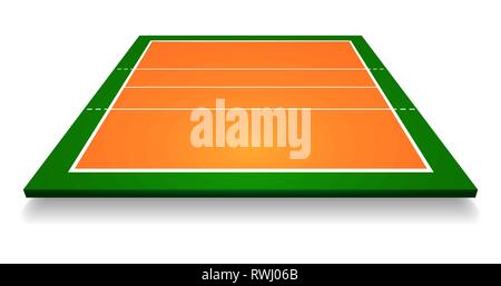 An illustration of an aerial view with perspective volleyball court ...