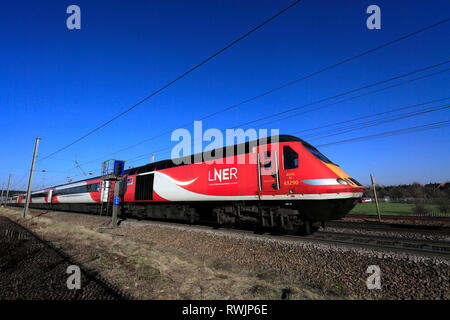 HST 43290 LNER train, London and North Eastern Railway, East Coast Main Line Railway, Grantham ...