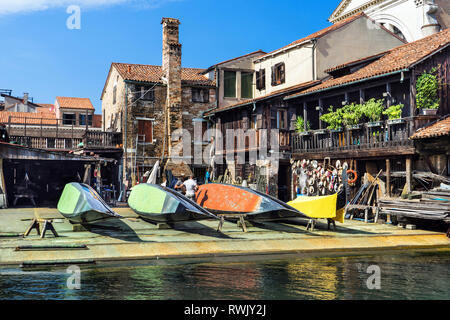 old and historic shipyard for gondolas in Venice Stock Photo - Alamy