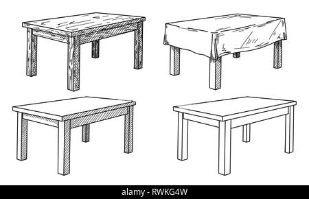 Realistic sketch of the table in perspective. Vector illustration Stock ...