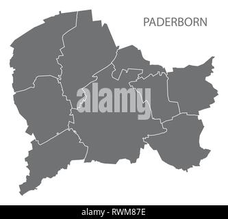 Modern City Map - Paderborn city of Germany with boroughs and titles DE outline map Stock Vector ...