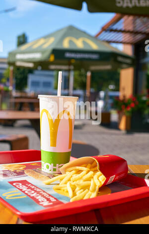 KALININGRAD, RUSSIA - CIRCA SEPTEMBER, 2018: food served on tray at ...