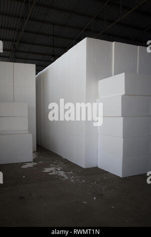 large blocks of Styrofoam in a warehouse, abstarct background scene ...