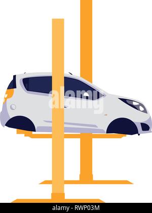 car vehicle in platform mechanical workshop vector illustration design ...
