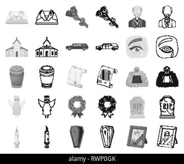 Funeral service, cremation urns vector icons, burial ceremony ...