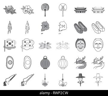 Hahoe mask icon in monochrome style isolated on white background. South ...