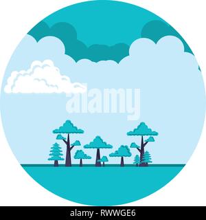 Flat forest. Frame. Illustration in a simple symbolic style. Funny ...