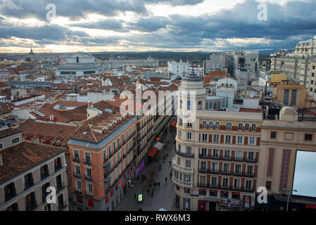 Plaza del Callao square in Gran Via street, downtown of Madrid, Spain ...