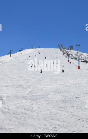 Faraya or Mzaar Kfardebian ski resort in Lebanon during winter, covered ...