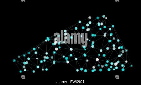 Algorithm processing visual concept, connected triangles shapes lines geometric wide banner ...