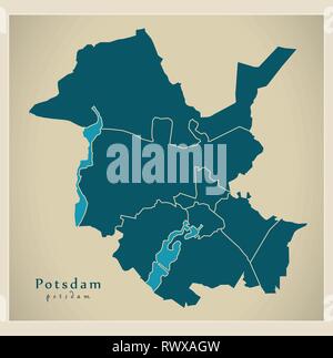 Potsdam City Map Germany DE labelled black illustration Stock Vector ...