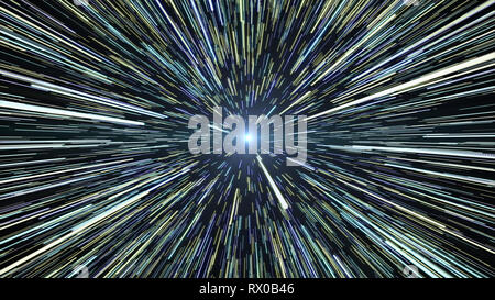 Star Warp or Hyperspace, abstract speed tunnel warp in space. Across ...