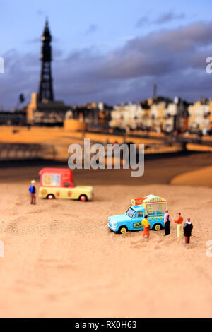 Model van and people still-life beach scene Stock Photo - Alamy