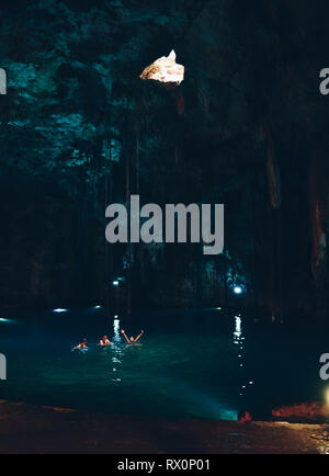 Cenote, a natural pit, or sinkhole with groundwater in Yucatan, Mexico ...