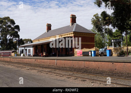 The platform of the Historic Maldon Railway station on the Victorian ...