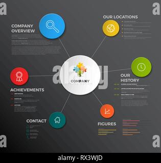 Dark Company infographic overview design template with triangles Stock ...