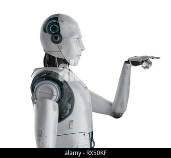 3d rendering robot or cyborg finger point Stock Photo - Alamy