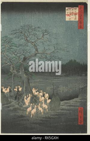 New year's eve, Omisoka, at Japanese shrine. View along large tented ...