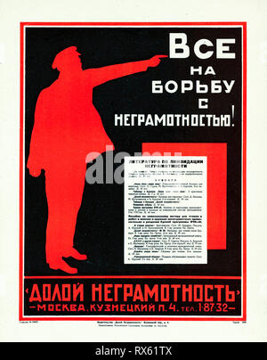 Soviet propaganda poster, Education and literacy, 1921 Stock Photo - Alamy