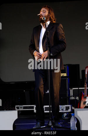 Parisian artiste Sebastien Tellier and Simon Dalmais perform on th ...