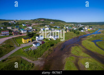 Fishing village, Aerial of the Town of Branch, Newfoundland, Canada ...