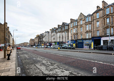 EDINBURGH, SCOTLAND - FEBRUARY 9, 2019 - Elm Row, part of Leith Walk ...