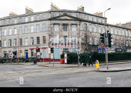 EDINBURGH, SCOTLAND - FEBRUARY 9, 2019 - Elm Row, part of Leith Walk ...