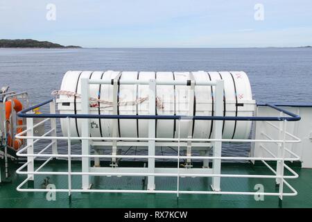 Emergency life raft canister on a cruise ship Stock Photo - Alamy