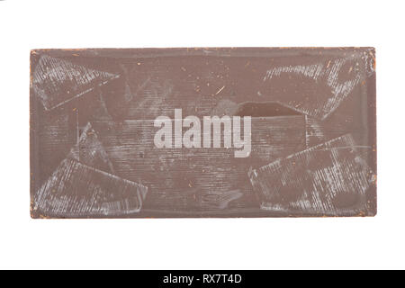 Back side of the old chocolate bar isolated on white background Stock ...