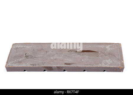 Back side of the old chocolate bar isolated on white background Stock ...