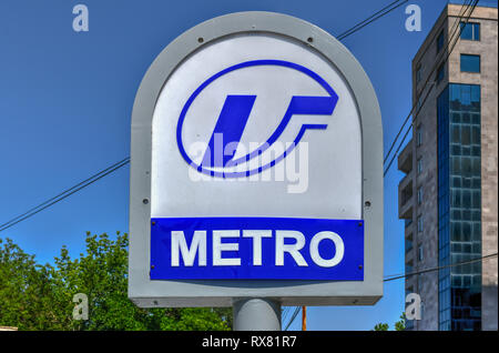 Yeritasardakan metro station sign in Armenian interior Yerevan Armenia ...