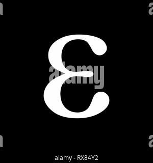 Epsilon Greek letter icon, Epsilon symbol in ancient Greek frame ...