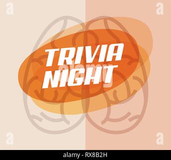 trivia night brain creativity lettering vector illustration Stock ...