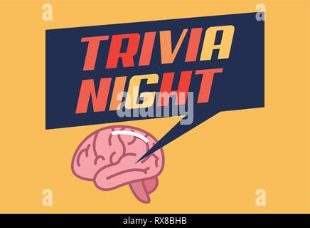 trivia night brain creativity lettering vector illustration Stock ...